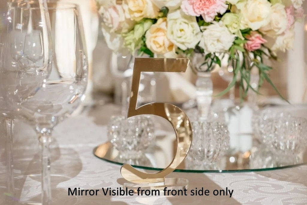 Mirror Gold Table Numbers Acrylic Table Numbers Wedding - Etsy