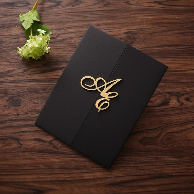 Personalized Gold Acrylic Wedding Card Monogram Letters Acrylic Couple ...