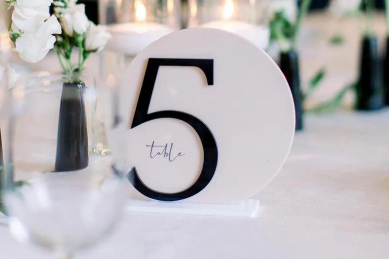 Round Table Number, White Circle 3 D Acrylic Table Numbers, Modern ...