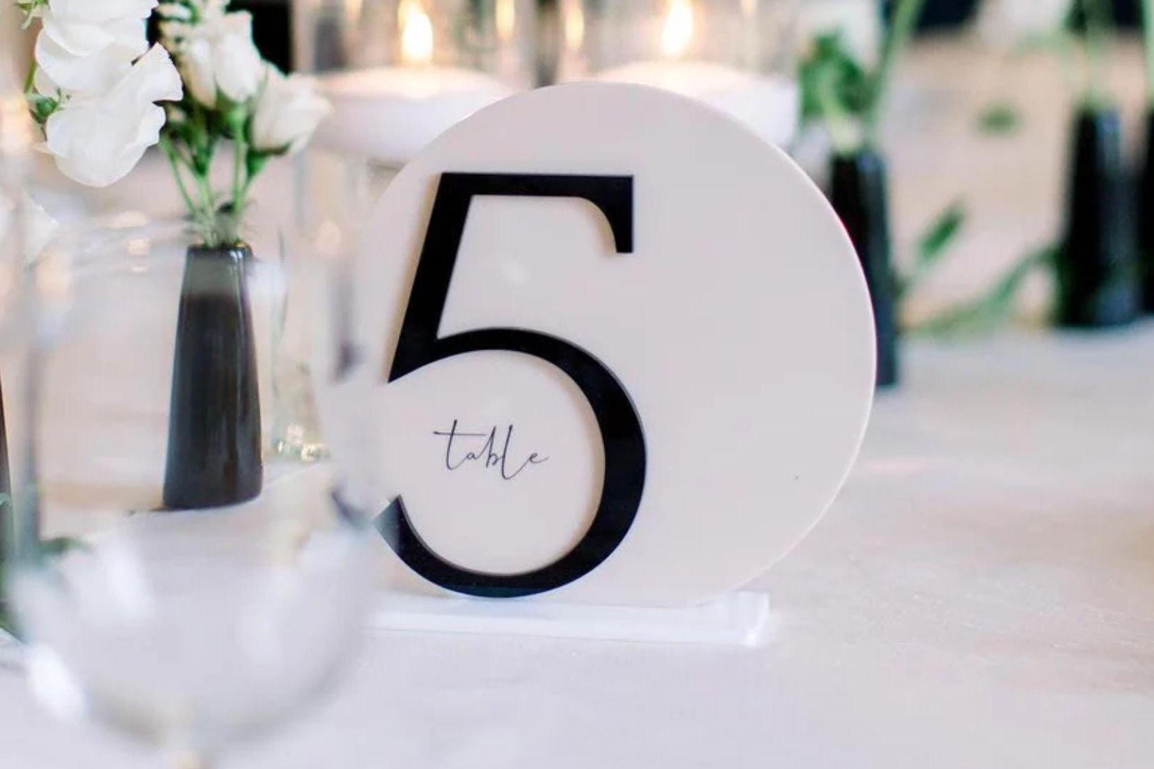 Round Table Number, White Circle 3 D Acrylic Table Numbers, Modern ...