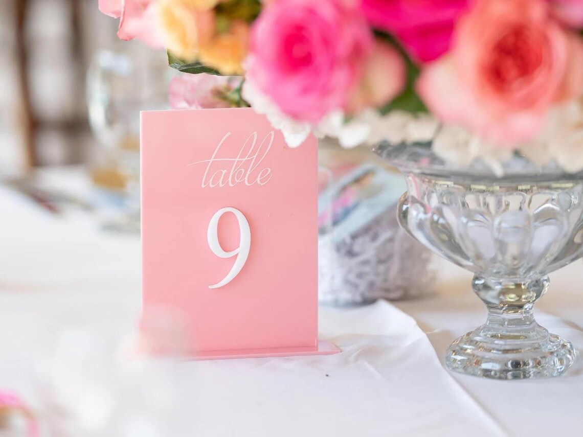 Pink Acrylic Table Numbers Wedding Table Numbers Acrylic Table Numbers ...