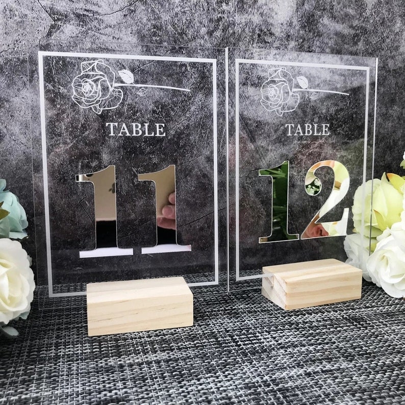 Mirror Gold Acrylic Table Numbers 3d Acrylic Table Decor - Etsy