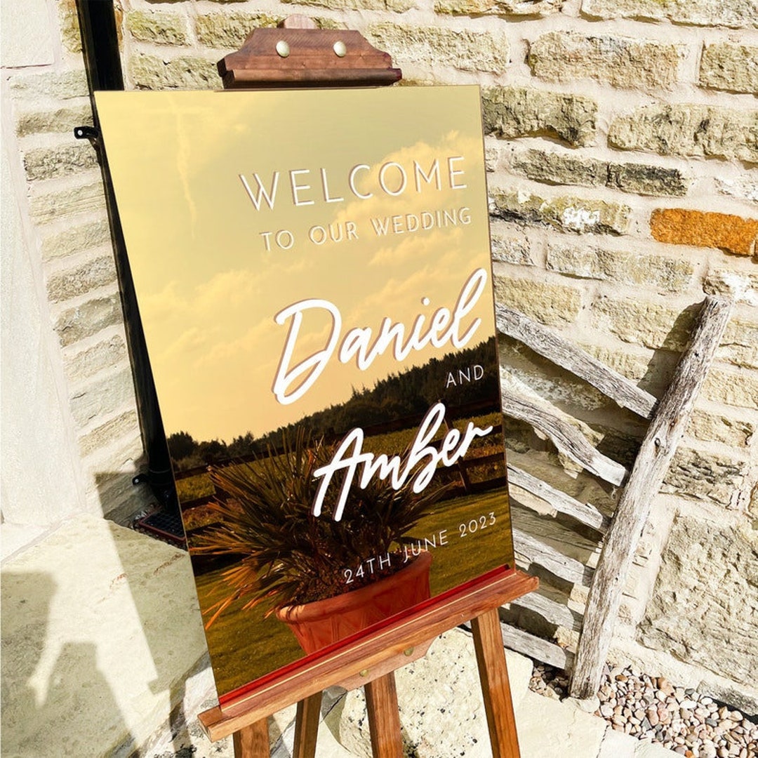 Mirror Gold Welcome Sign, Large Acrylic Uv Print Rose Gold Welcome Sign ...