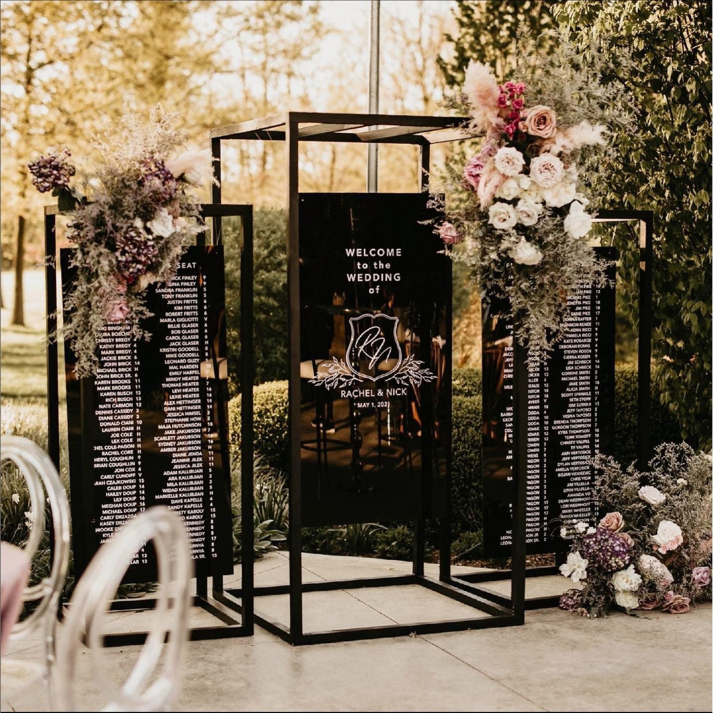 Acrylic Seating Chart Large Black Acrylic UV Print Guest - Etsy