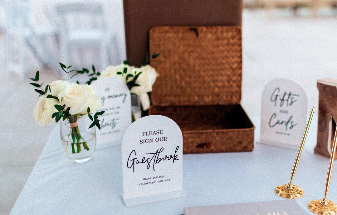 Set of 3 Wedding Table Signs, Wedding Guest Book Sign, Gift and Cards ...