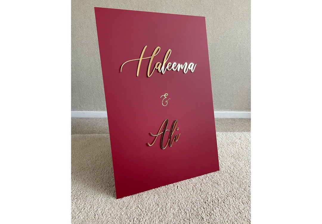 3d Acrylic Wedding Sign, Solid Red Color Wedding Sign, Acrylic Entry ...