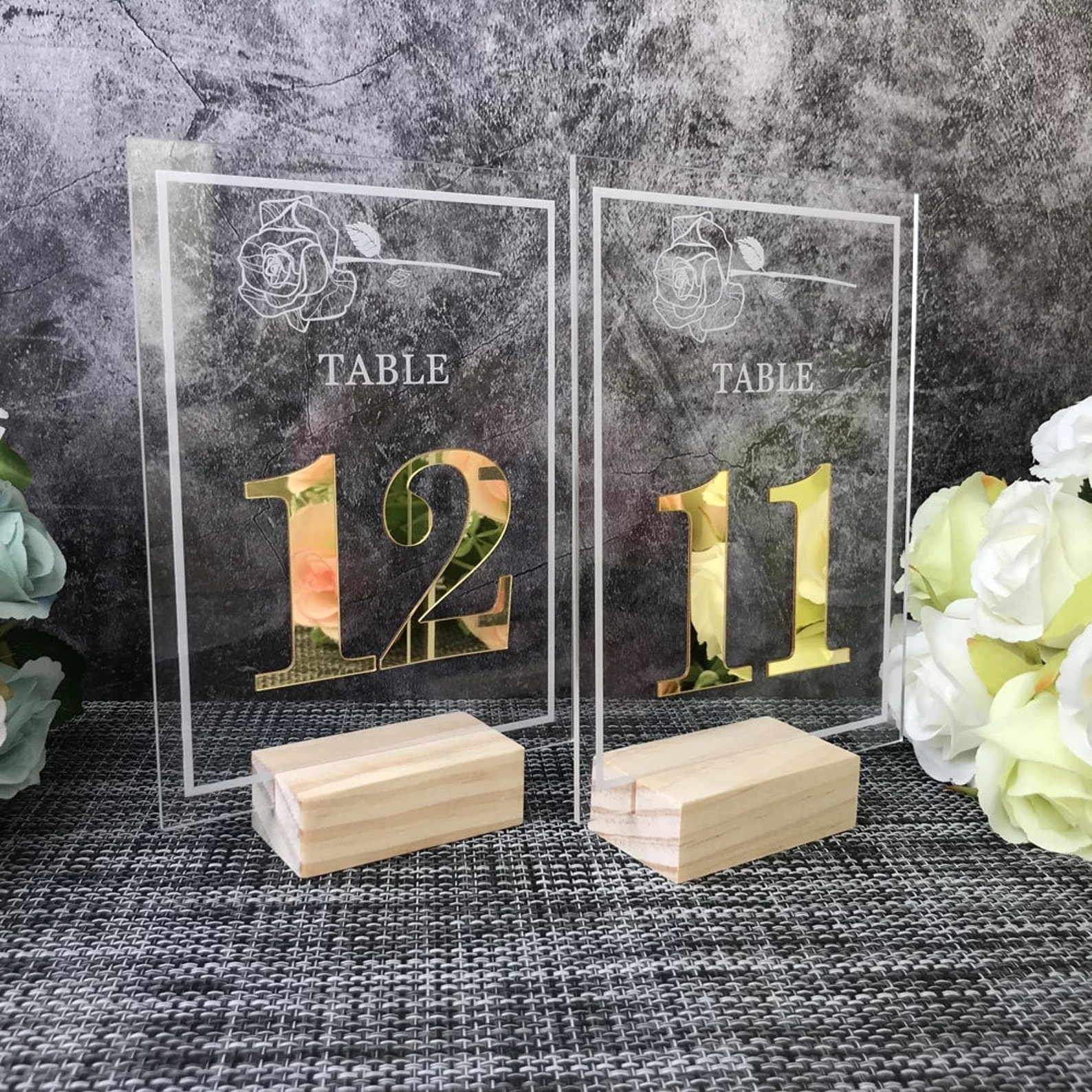 Mirror Gold Acrylic Table Numbers 3d Acrylic Table Decor - Etsy