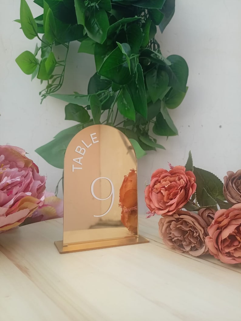 Arched Mirror Gold Wedding Table Numbers Table Decorations Acrylic ...
