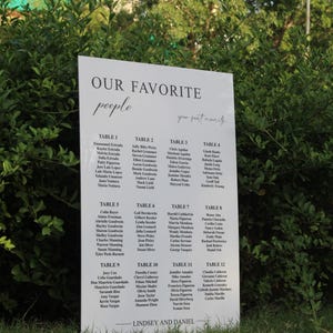Acrylic Seating Chart, Large White Acrylic Uv Print Guest Chart Sign ...