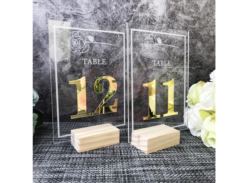 Mirror Gold Acrylic Table Numbers 3d Acrylic Table Decor - Etsy