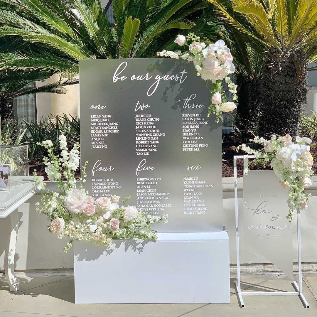 Acrylic Seating Chart, Large Frosted Acrylic Seating Guest Chart Sign ...