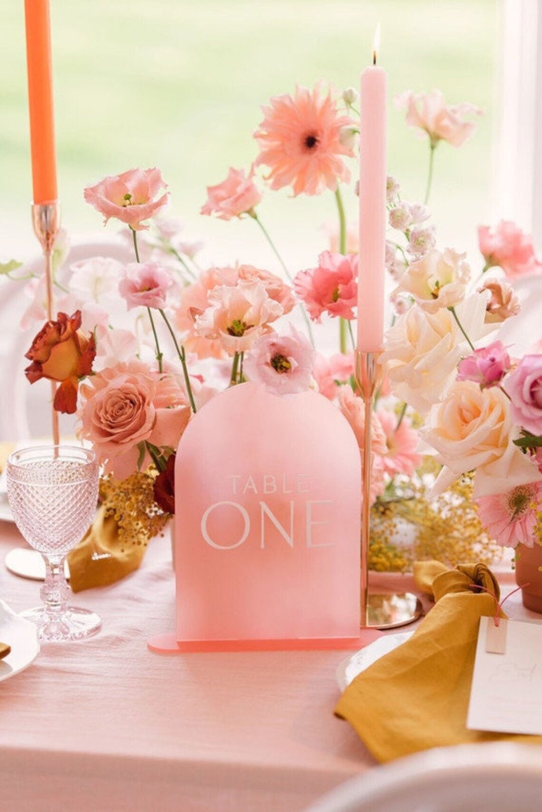 Solid Pink Acrylic Table Numbers, Printed Acrylic Table Decor Sign ...