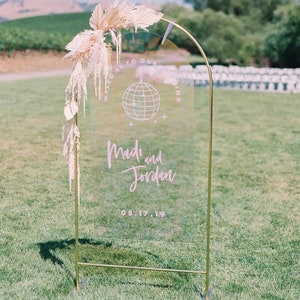 Pink Wedding Welcome Sign - Acrylic Arched Wedding Sign - Pink Letter ...