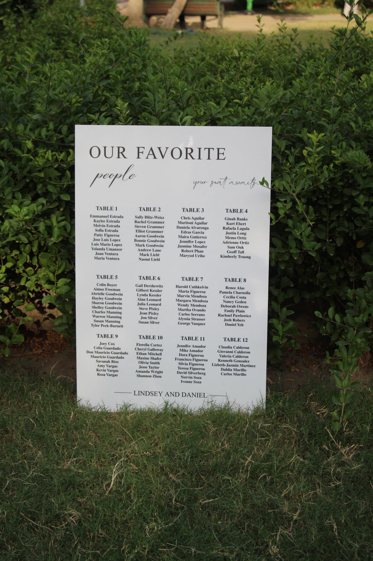 Acrylic Seating Chart, Large White Acrylic Uv Print Guest Chart Sign ...