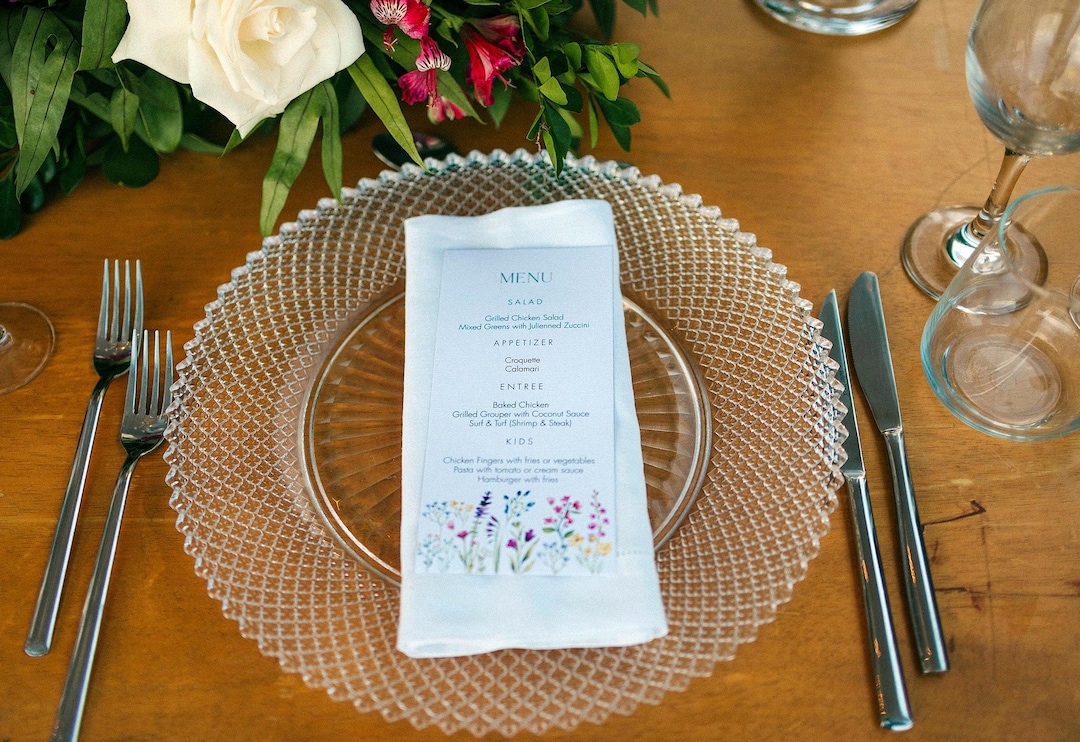 Printed Paper Menu Card Minimalist Wedding Menu Card Fully Personalized ...