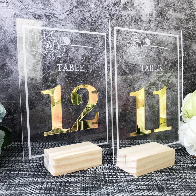 Mirror Gold Acrylic Table Numbers 3d Acrylic Table Decor - Etsy