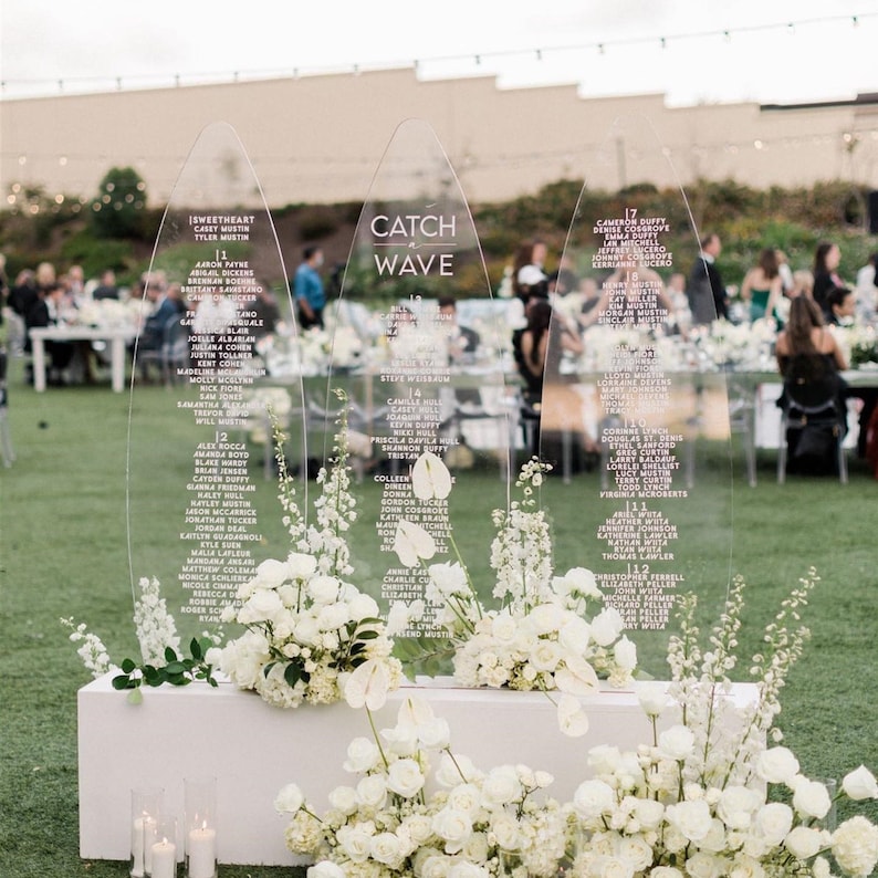 Clear Acrylic Surfboard Welcome Sign and Seating Chart Unique - Etsy