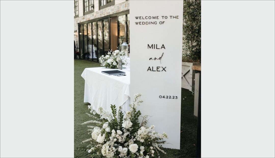 Long White Welcome Sign, White Wedding Decor, Welcome Sign Wedding ...