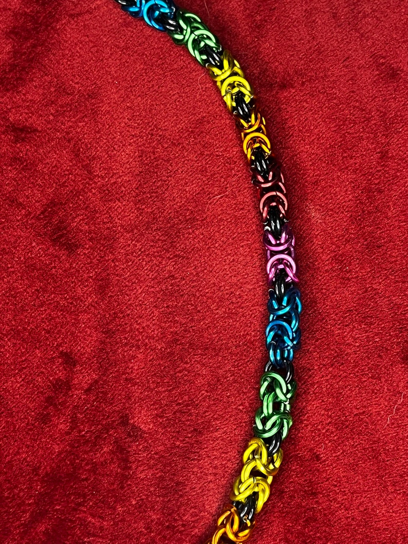 Rainbow Byzantine Weave Chainmail Bracelet (style 2) - Etsy