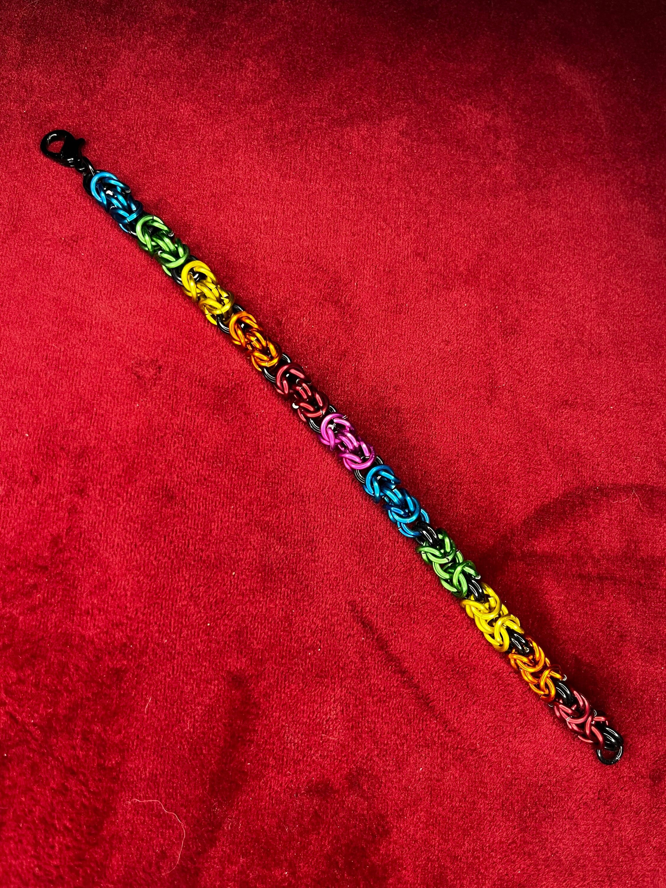 Rainbow Byzantine Weave Chainmail Bracelet (style 2) - Etsy