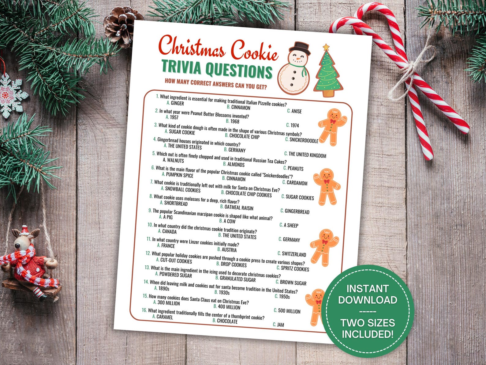 Christmas Cookie Trivia Game, Cookie Exchange Game, Cookie Swap, Cookie ...