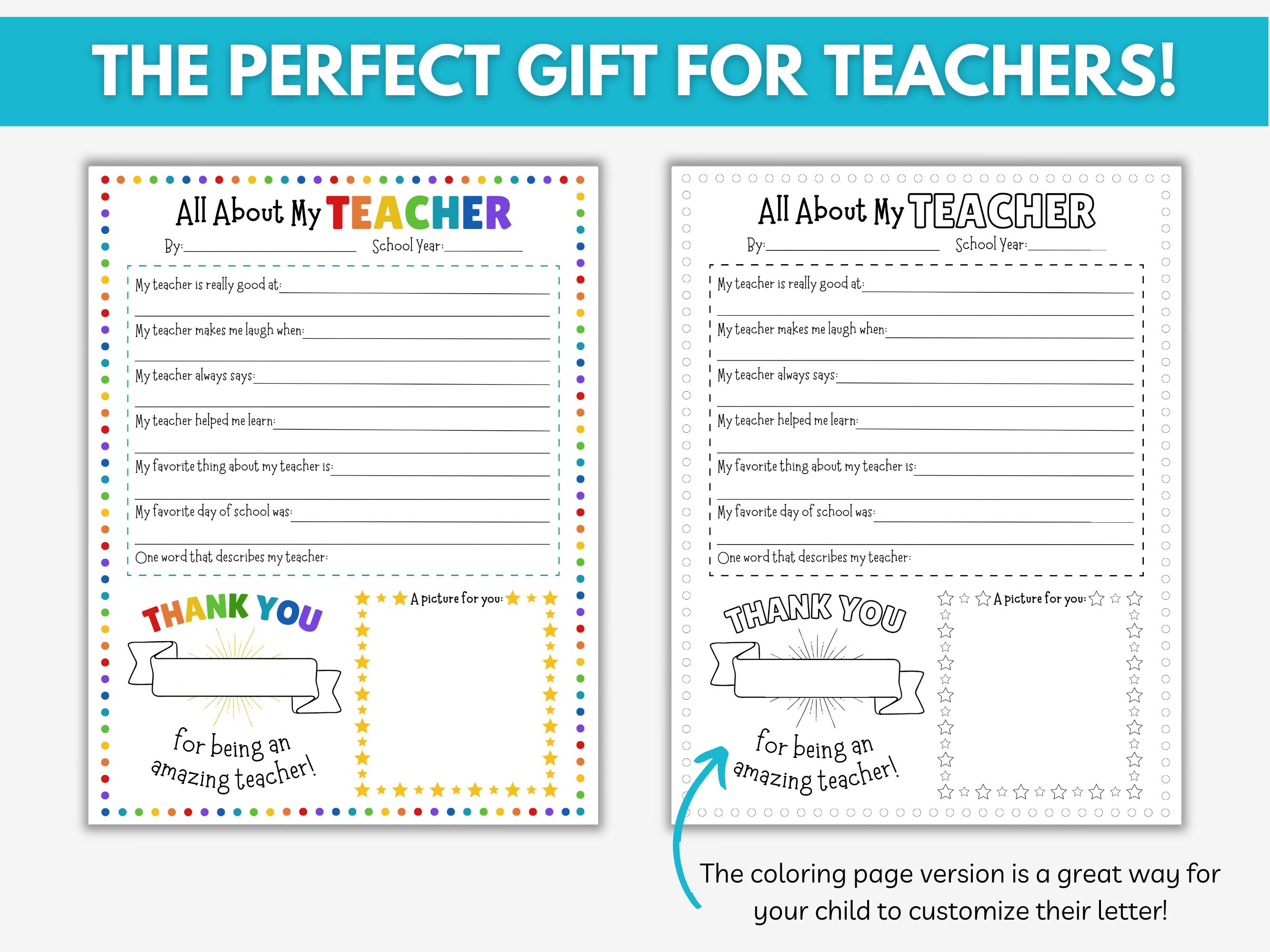 Teacher Appreciation Week Printable, All About My Teacher, Teacher ...