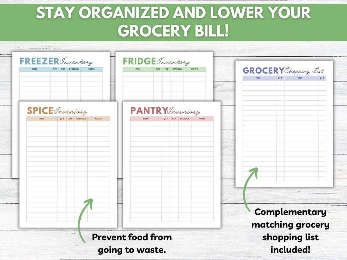 Kitchen Inventory Printable Bundle, Freezer and Fridge Inventory ...
