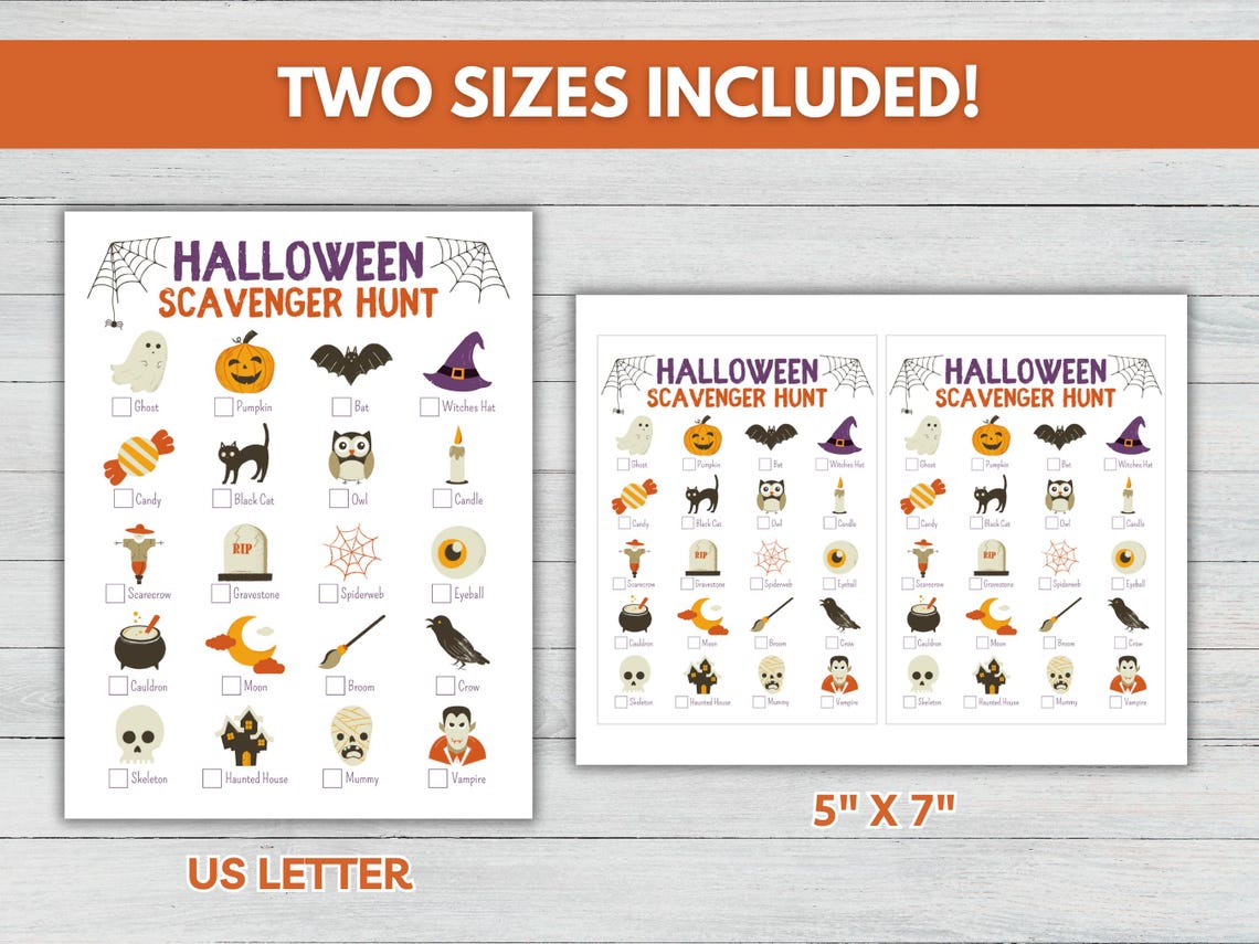 Halloween Scavenger Hunt Printable, Halloween Party Game for Kids ...