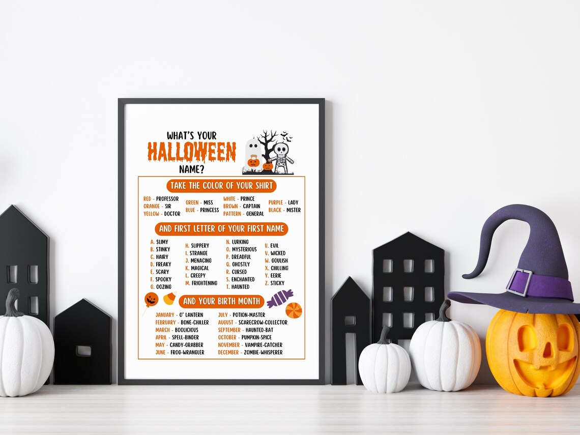 What's Your Halloween Name Game With Name Tags, Halloween Name ...
