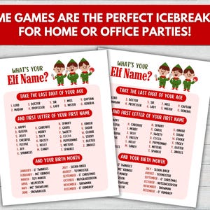 What's Your Elf Name Game With Name Tags, Christmas Party Game ...