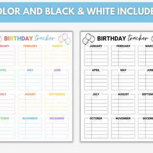 Birthday Tracker Printable, Birthday Planner Printable, Birthday ...