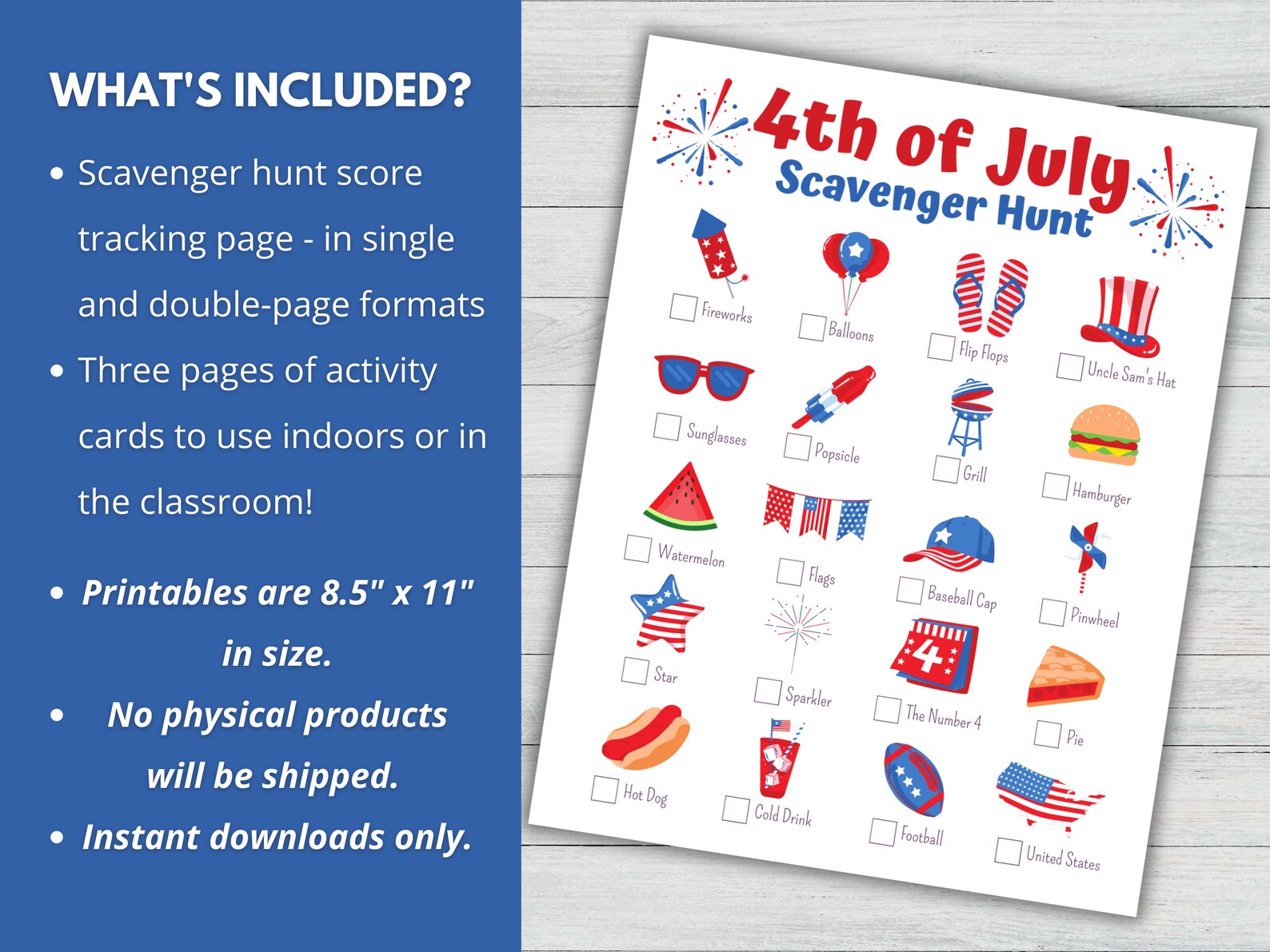 Fourth of July Scavenger Hunt, Indoor Independence Day Scavenger Hunt ...