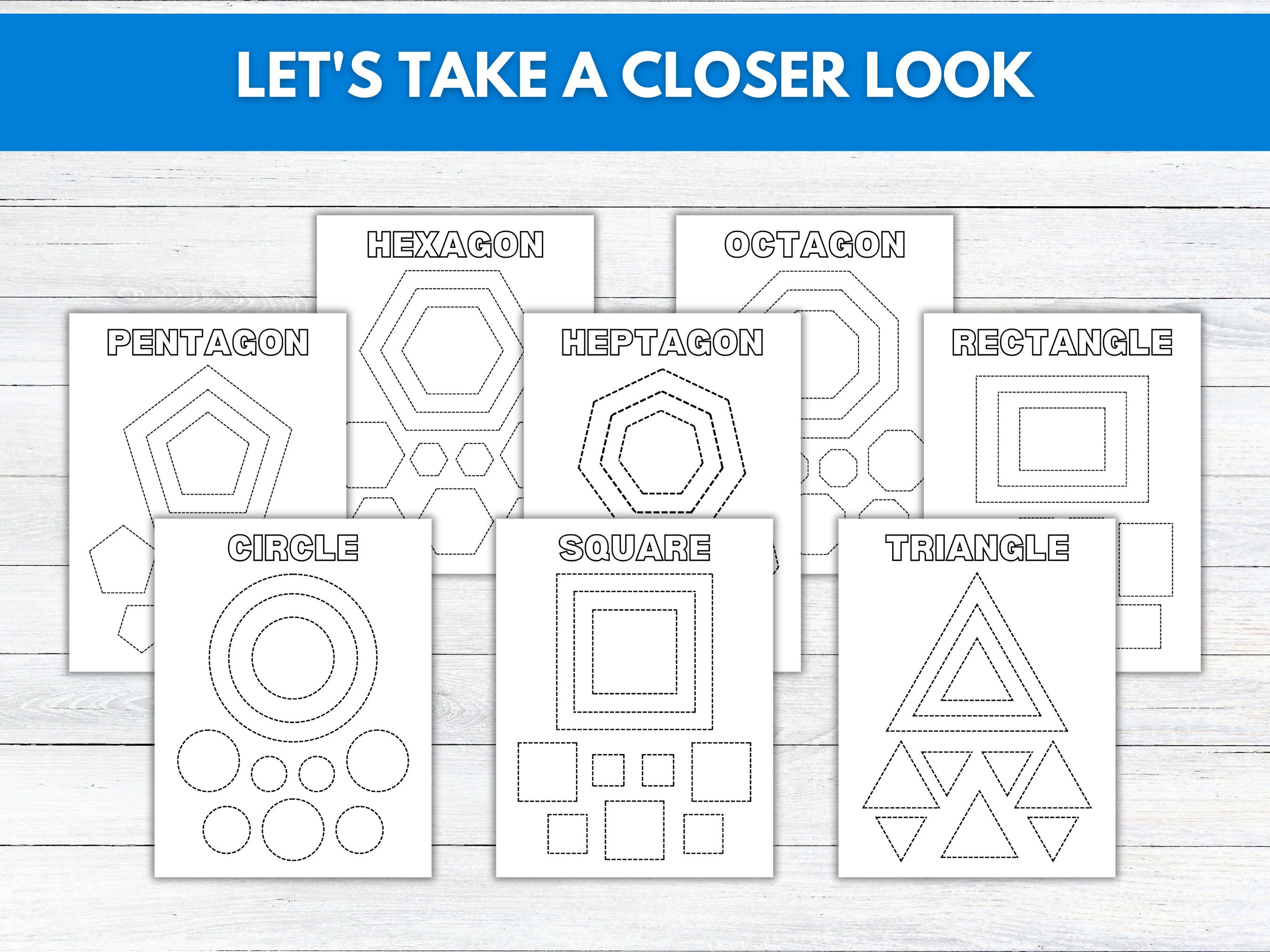 Shape Tracing Worksheets, Printable Preschool Tracing, Learning Shapes ...