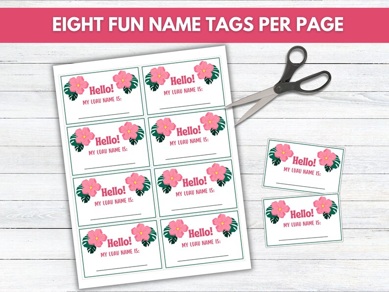 What's Your Luau Name Game With Name Tags, Hawaiian Party Game ...