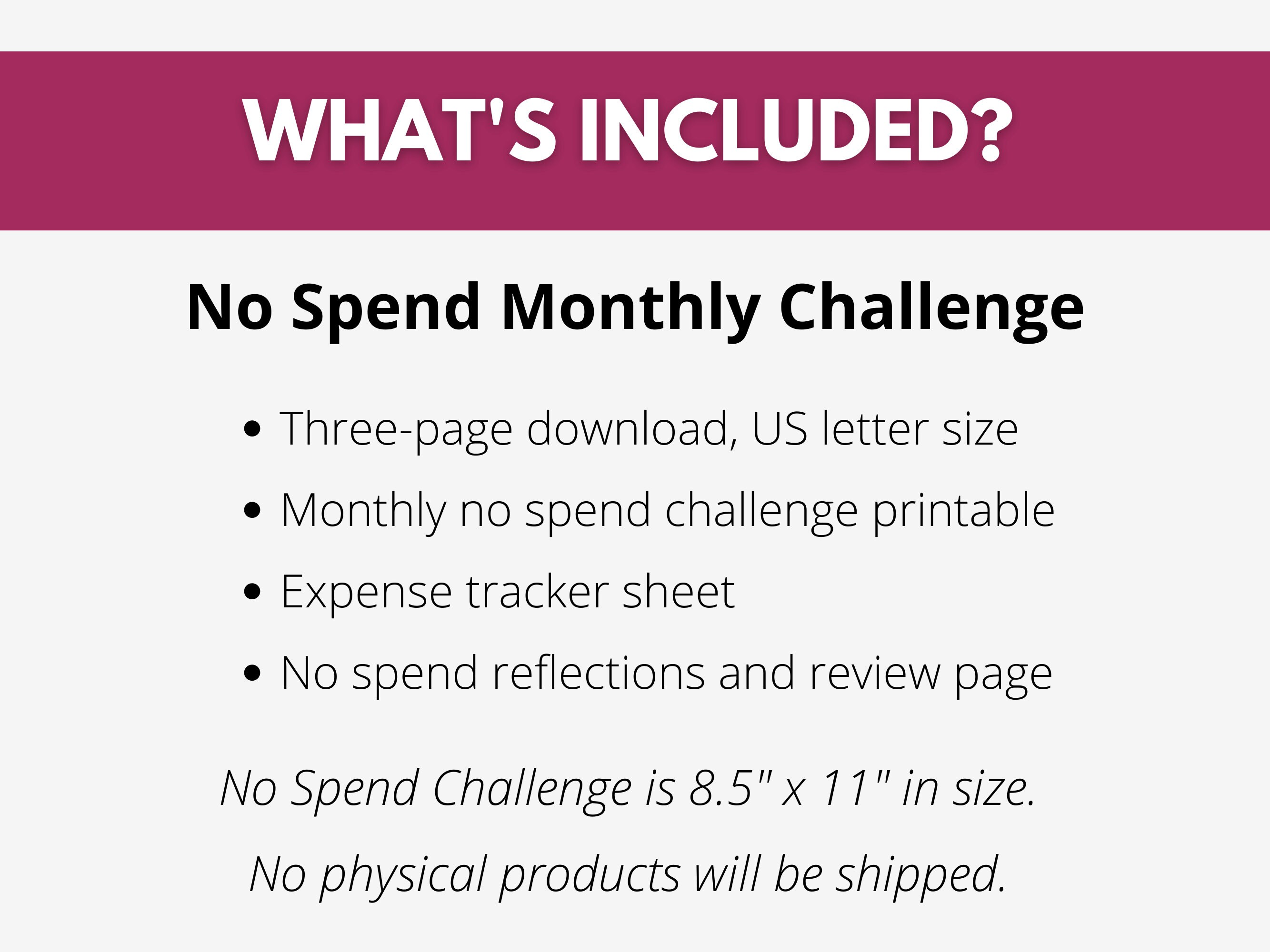 No Spend Challenge Printable, No Spend Month Tracker, Money Saving ...