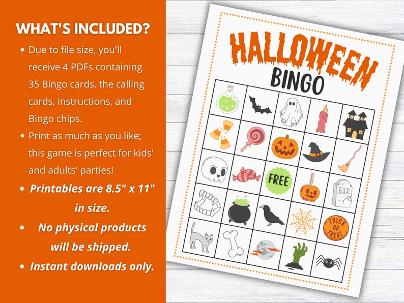 Halloween Bingo Cards, Halloween Party Game, Kids Halloween Activity ...