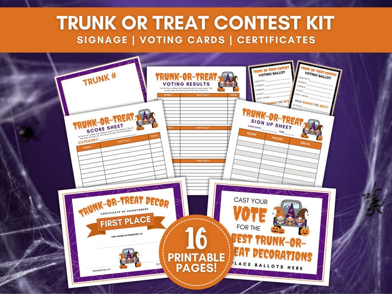 Trunk or Treat Decorating Contest Kit, Trunk or Treat Awards, Contest ...