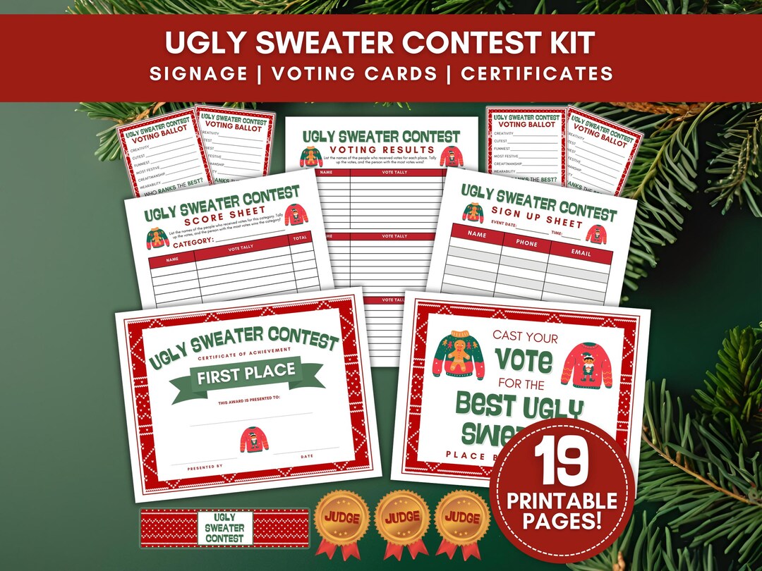 Ugly Sweater Contest Kit, Ugly Christmas Sweater Party, Ugly Sweater ...