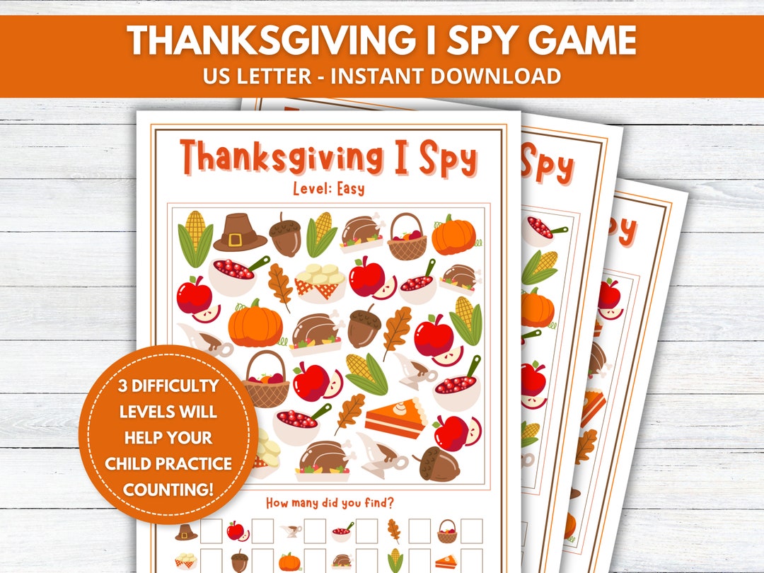 Thanksgiving I Spy, Thanksgiving Game Printable, Look and Find, Party ...