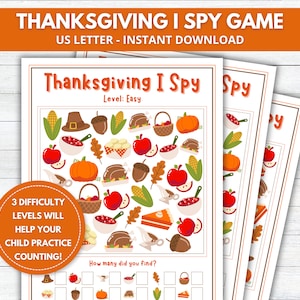 Thanksgiving I Spy, Thanksgiving Game Printable, Look and Find, Party ...