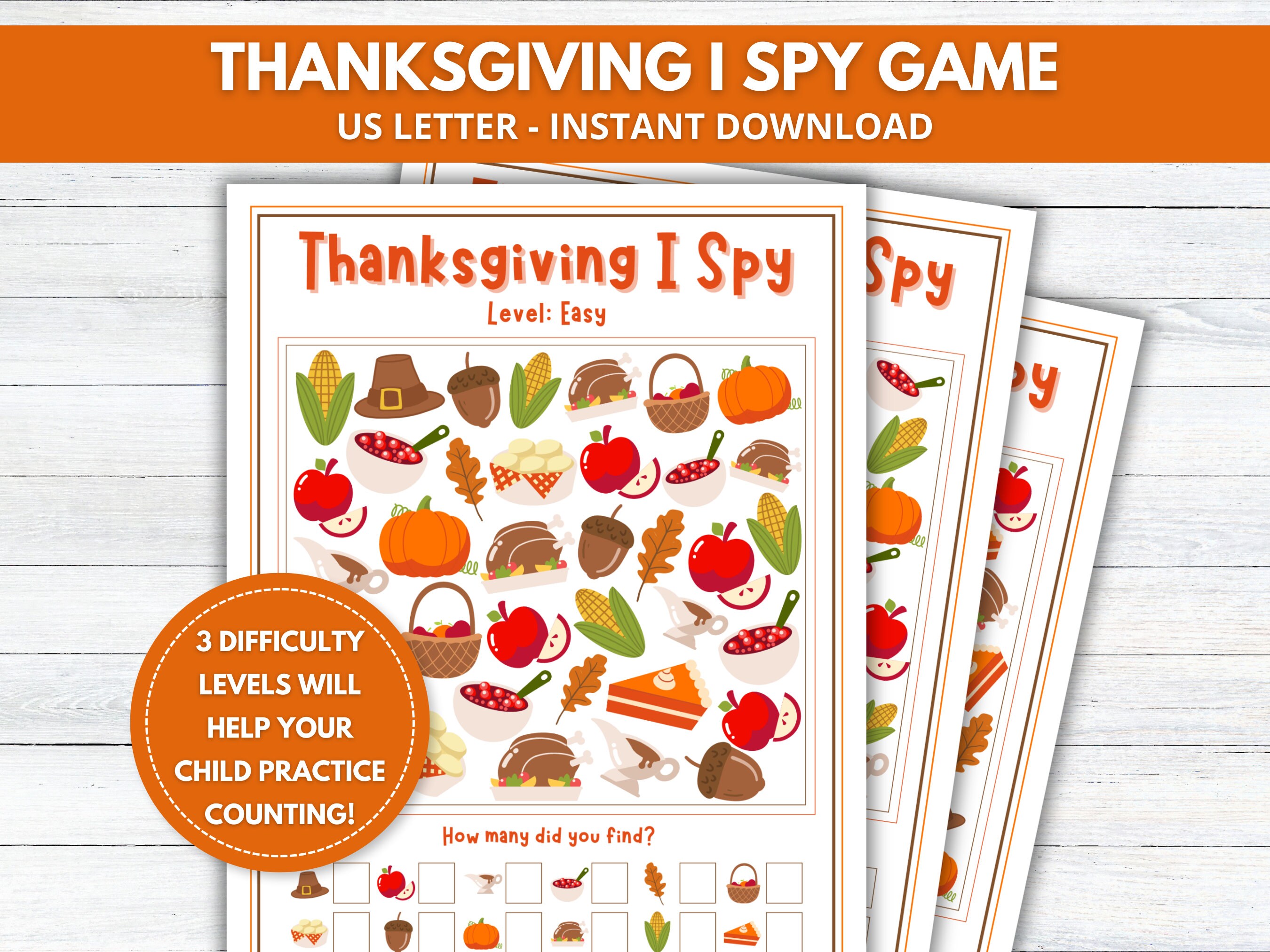 Thanksgiving I Spy, Thanksgiving Game Printable, Look and Find, Party ...