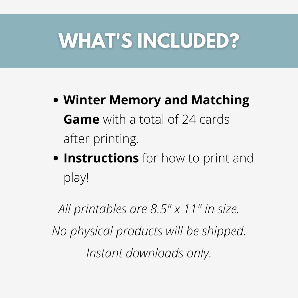 Winter Memory & Matching Game, Preschool Activities, Winter Memory Game ...