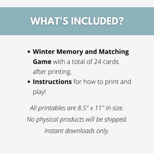 Winter Memory & Matching Game, Preschool Activities, Winter Memory Game ...