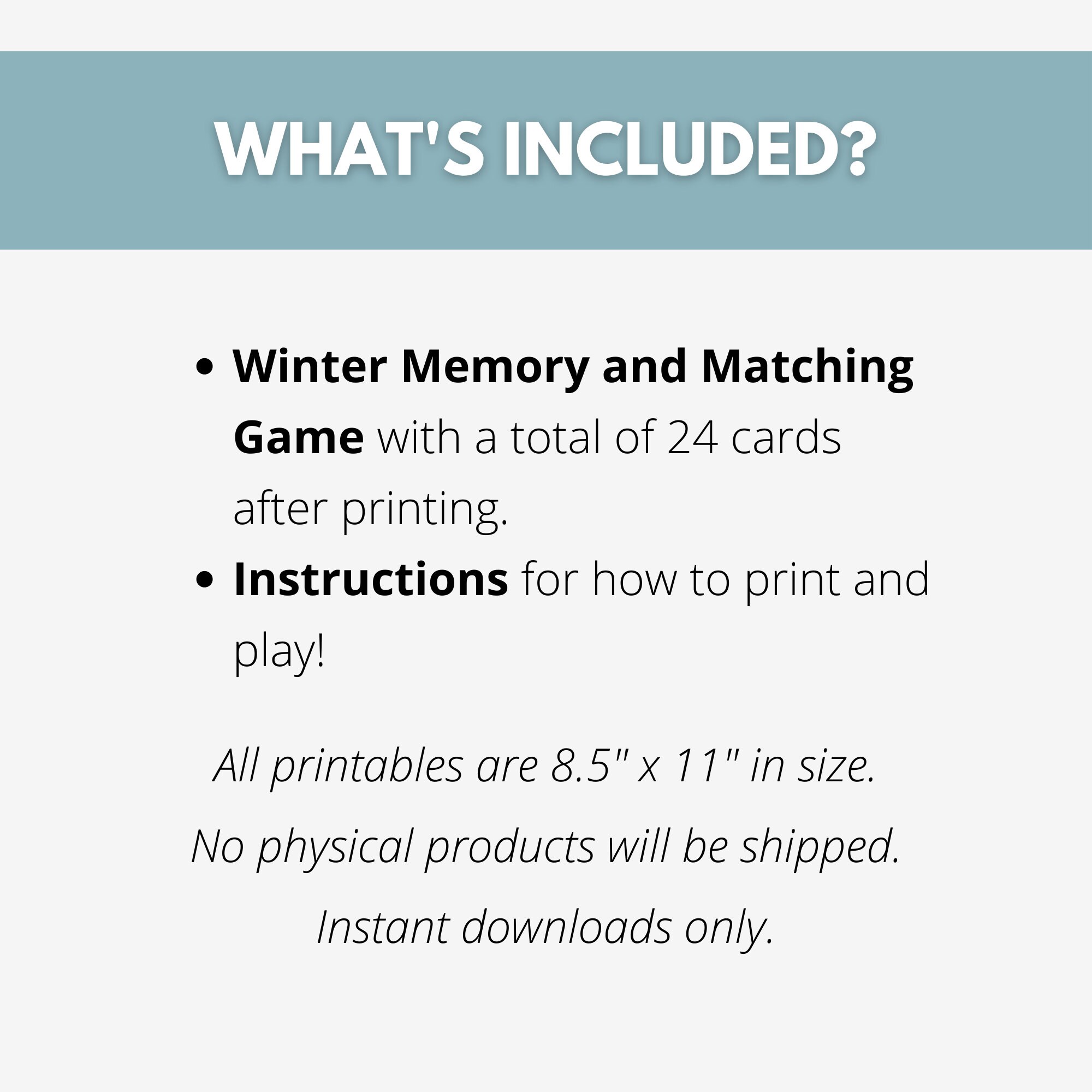 Winter Memory & Matching Game, Preschool Activities, Winter Memory Game ...