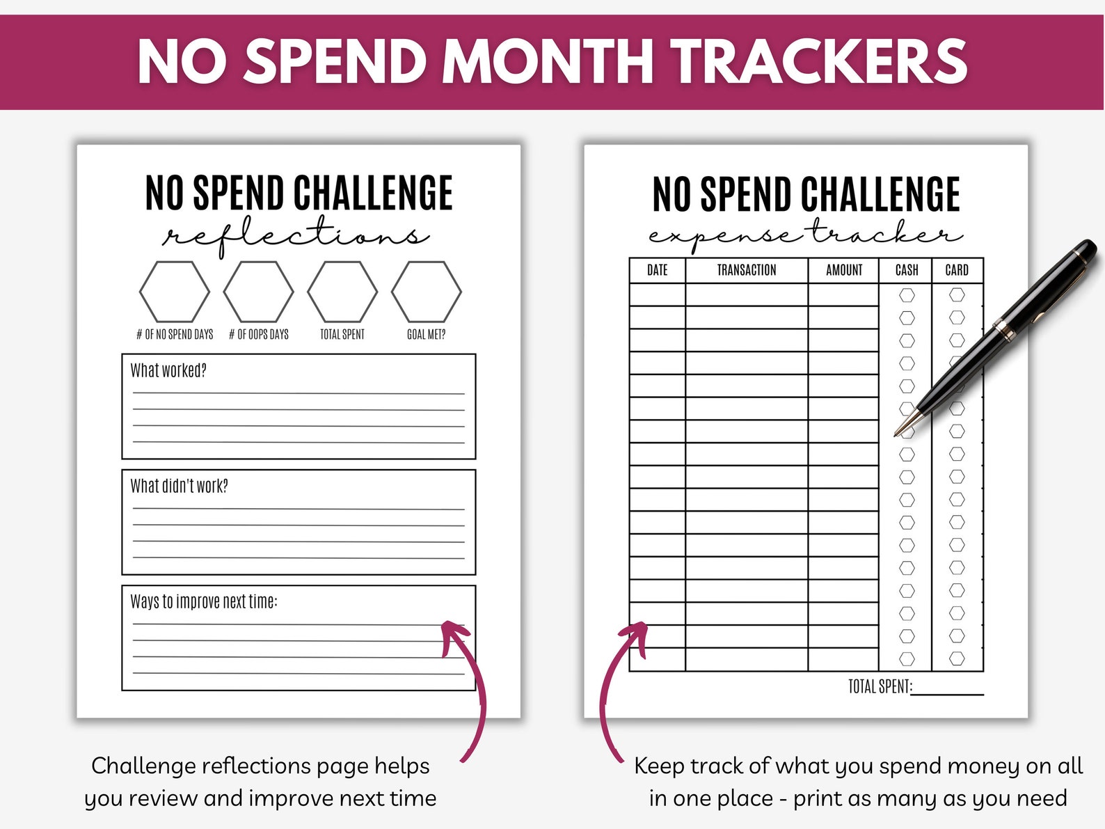 No Spend Challenge Printable, No Spend Month Tracker, Money Saving ...