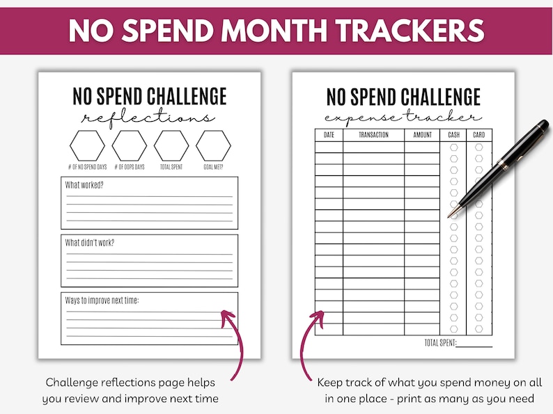 No Spend Challenge Printable, No Spend Month Tracker, Money Saving ...