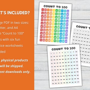 Number Chart 1-100, Count to 100, Hundreds Chart, Homeschool Posters ...