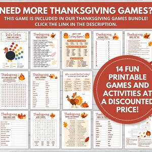 What's Your Turkey Name Game With Name Tags, Thanksgiving Party Game ...