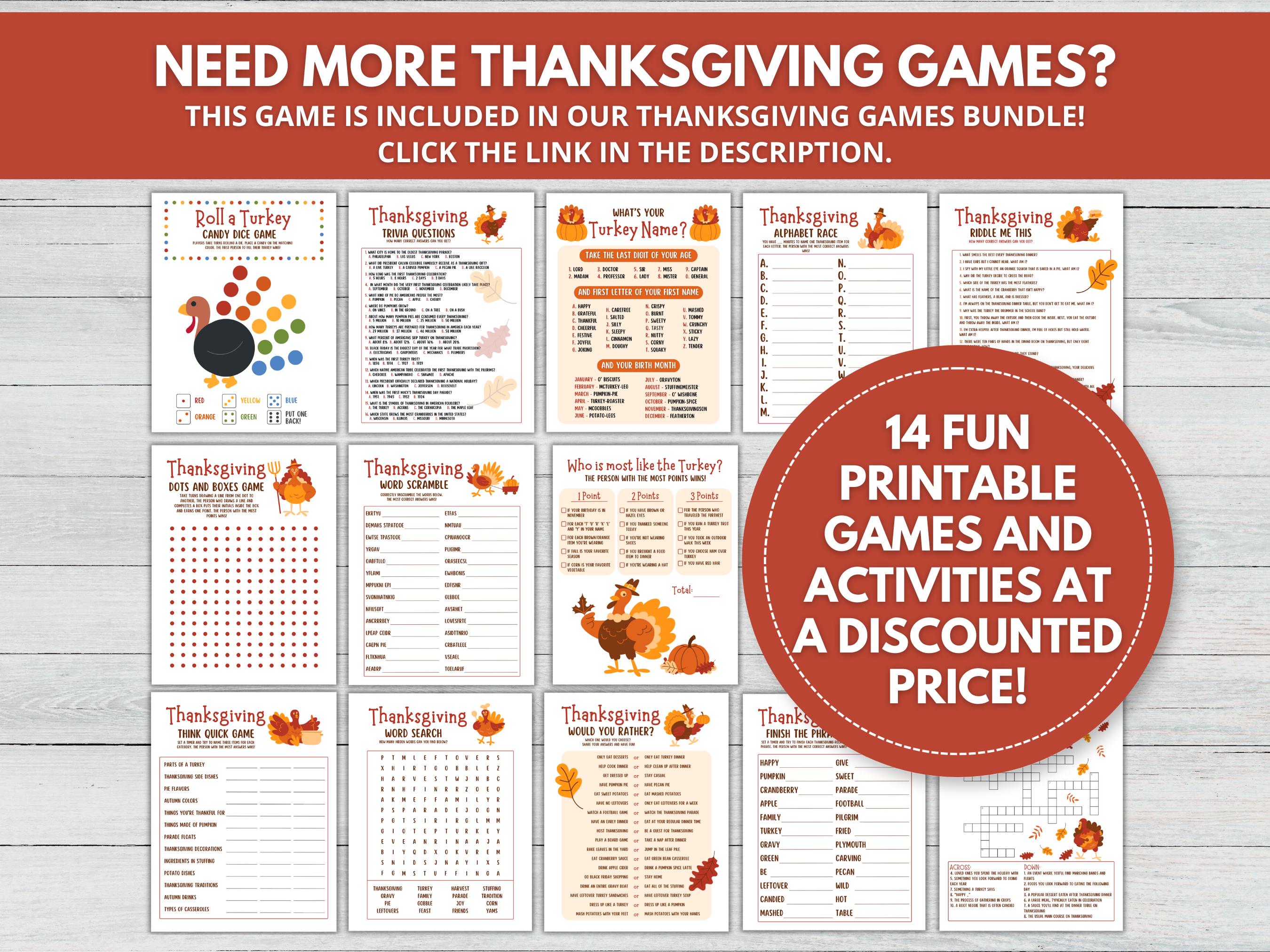 What's Your Turkey Name Game With Name Tags, Thanksgiving Party Game ...