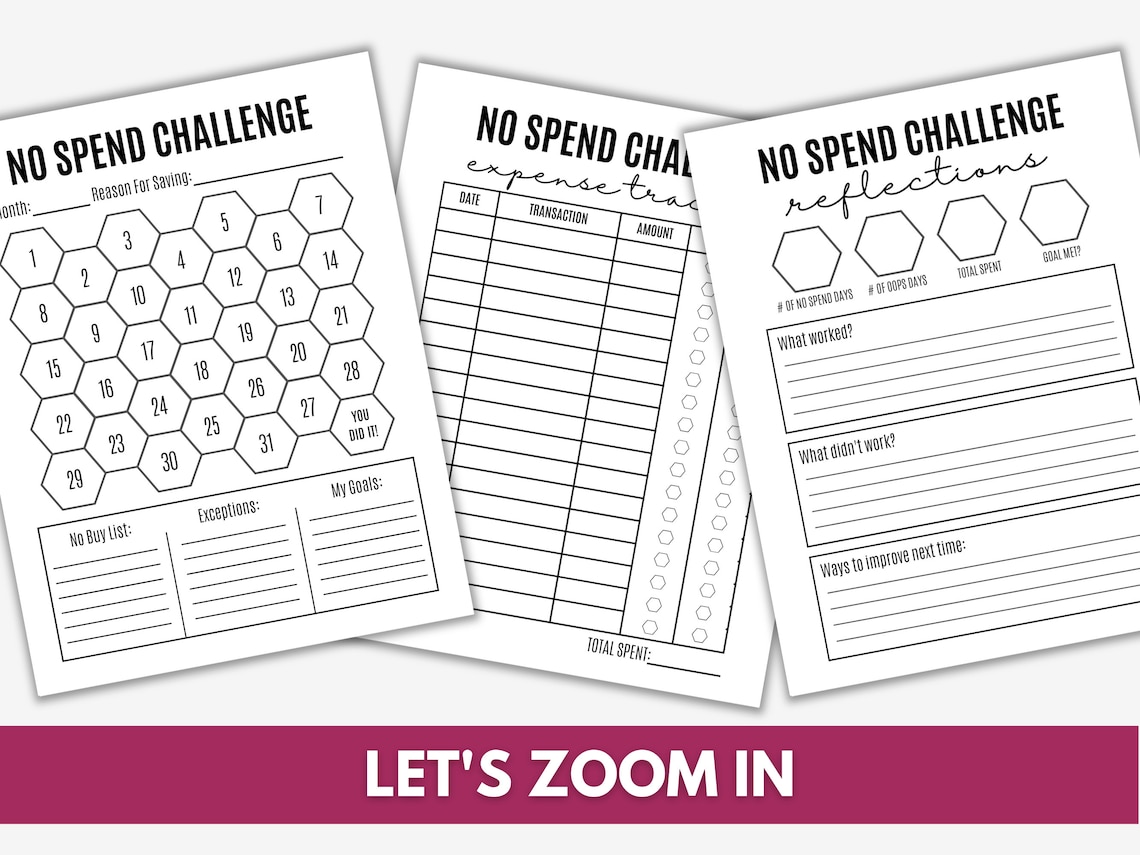 No Spend Challenge Printable, No Spend Month Tracker, Money Saving ...